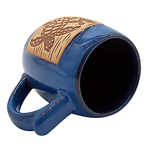 Blue Coffee Mug with a Brown and Tan Turtle Design, Nautical Theme, 5.25 Inches