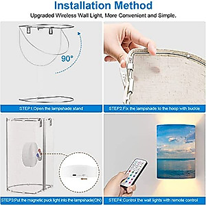 CAKOJV188 Battery Operated Wall Sconces Wireless Wall Lamp Fixtures Beautiful sea Landscape Morning Thailand Horizontal sea Sky Sea View Dimmable Wall Lights for Bedroom Living Room Hallway Set of 2