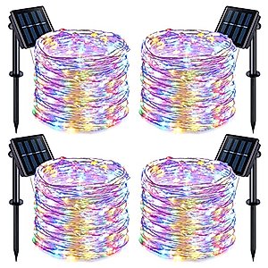 POTIVE 4 Pack Solar Fairy Lights Outdoor Waterproof, 132ft 400LED Solar String Lights Outdoor, 8 Modes Solar Twinkle Lights for Tree Garden Patio Christmas Decorations(Multicolor)