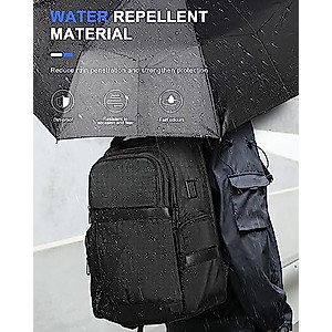 Travel Laptop Backpack for Men, Waterproof Anti Theft Backpack for Women, Hiking Backpacks with USB Type-C Charging, Business Back pack Daypack, Black Upgrade
