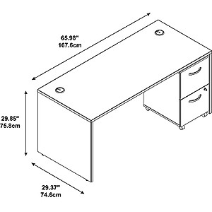 Bush Business Furniture Series C 66W Shell Desk with 2-Drawer Mobile Pedestal, Hansen Cherry