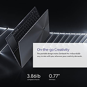 ASUS Zenbook Pro 14 Duo 14.5â€ 2.8K OLED Touch, 120Hz Refresh Rate, ScreenPad Plus, Intel i9-12900H CPU, RTX 3050Ti, 32GB RAM, 1TB SSD, Windows 11 Home, Tech Black, UX8402ZE-DB96T