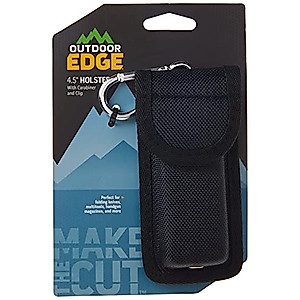 Outdoor Edge 4.5" Nylon Utility Holster - for Carrying Folding Knives, Multi-Tools, Gun Magazines and Accessories - Includes Belt Clip and Carabiner