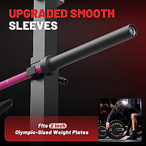 PAPABABE Olympic Barbell, 1500LB Capacity barbell Cerakote Coating Bar, Weightlifting Bar 2 Inch Barbell, for Powerlifting and Crossfit, Pink (25MM)