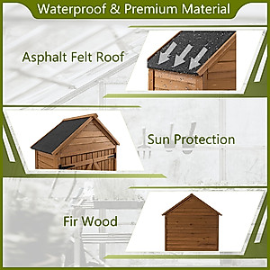 Jaxilyn 5.8ft x 3ft Outdoor Storage Cabinet,Garden Wood Tool Shed, Wood Lean-to Storage Shed Tool Organizer with Waterproof Asphalt Roof, Lockable Doors, 3-Tier Shelves for Backyard,Brown