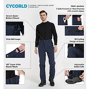 Cycorld Men's-Ski-Hiking-Pants, Water Resistance Windproof Fleece-Lined Winter Pant Snow-Snowboard-Insulated-Pants(Black, Large)