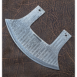 JNR Traders Damascus Ulu Knife Blanks for Knife Making Supplies Diy Full Tang 5.5 Inch Thin Ultra Sharp Cresent Blade Alaskan Ulu Knife Blade Blank 3775