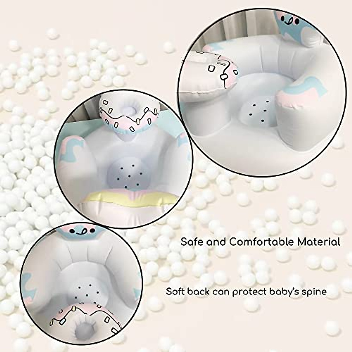 Baby Sitting Support for 3 6 9 12 24 Months Infants, Inflatable Baby Seats for Sitting Up Nontoxic PVC Toddlers Sofa Chair Sit Me Up Floor Seat for Baby Girl Boy, Unicorn