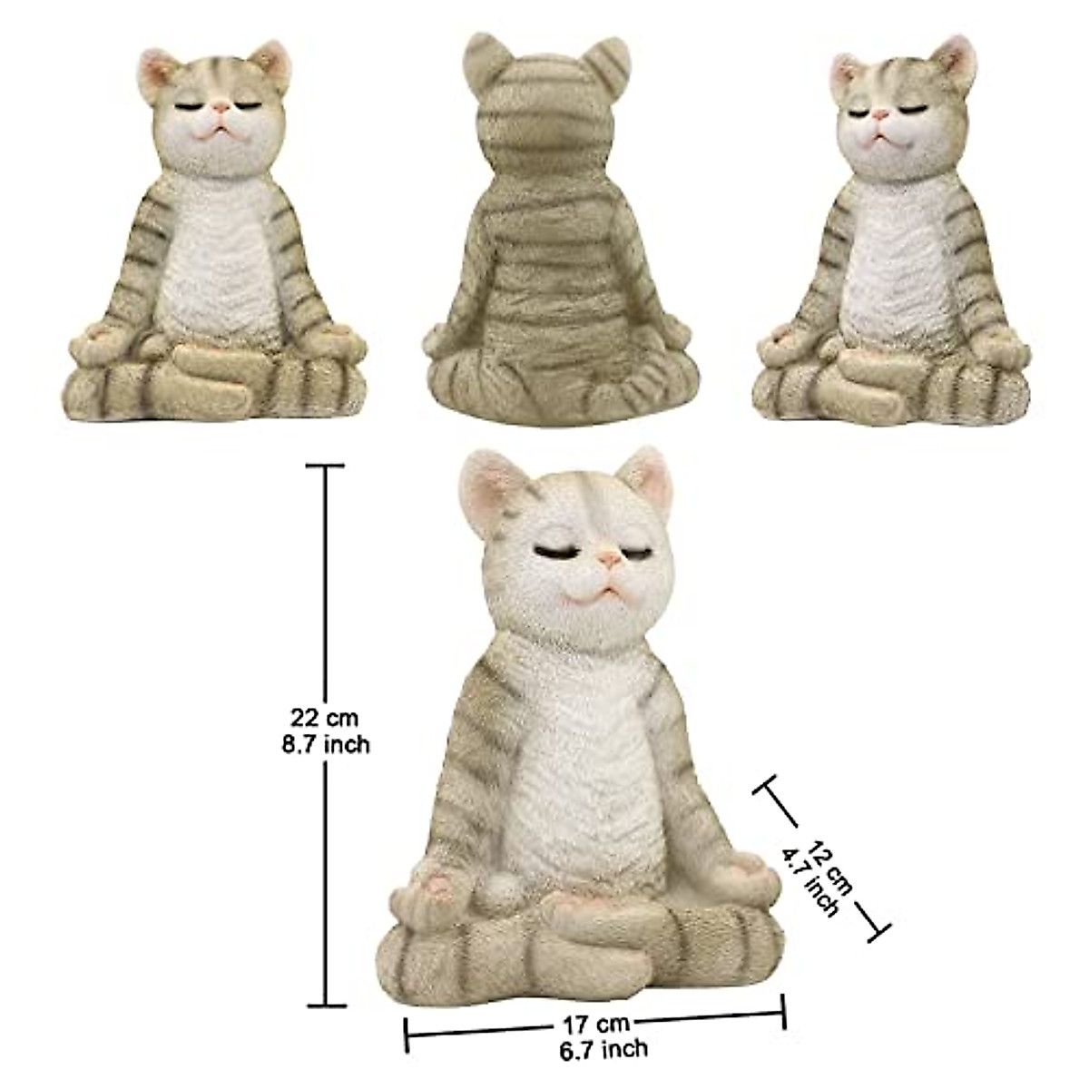 Qeeman Meditating Zen Garden Cat Statue Figurine,Indoor/Outdoor Garden Cat Sculpture for Home,Patio,Deck,Yard Art or Lawn Deco,8.7" H,Gifts for mom/momgrandma Gifts/Birthday Gifts for mom