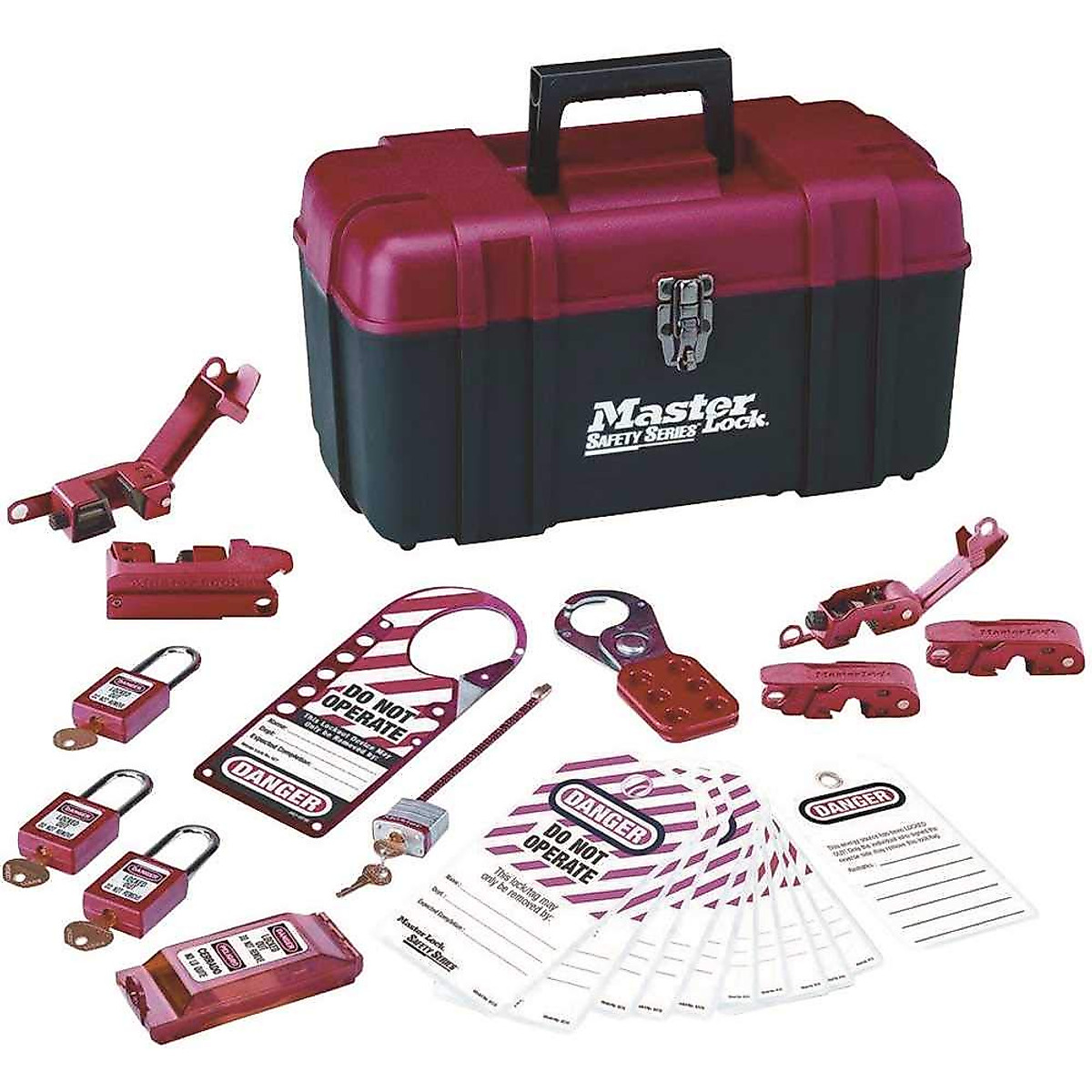 Master Lock 1457E410KA Lockout Tagout Group Lockout Kit, Red