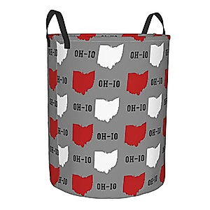 Large Laundry Hampers Collapsible Laundry Baskets Ohio State Gray USA America Washing Bin Waterproof Lightweight Storage Bin for Toy Organizer Nursery