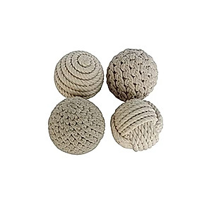 Deco 79 Jute Handmade Orbs & Vase Filler with Varying Designs, Set of 4 4"D, Brown