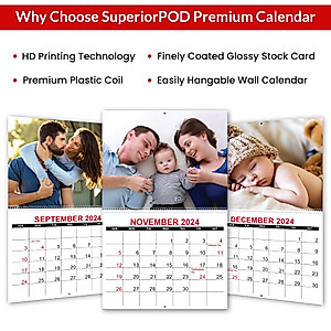 Custom Photo Wall Calendar 2024 for Home & Office - Print Your 13 Memories & Make Your Own Personalized Calendar 2024 - Customized Christmas Gift (Large 11'' x 17'' Made in USA) - 10 Pack