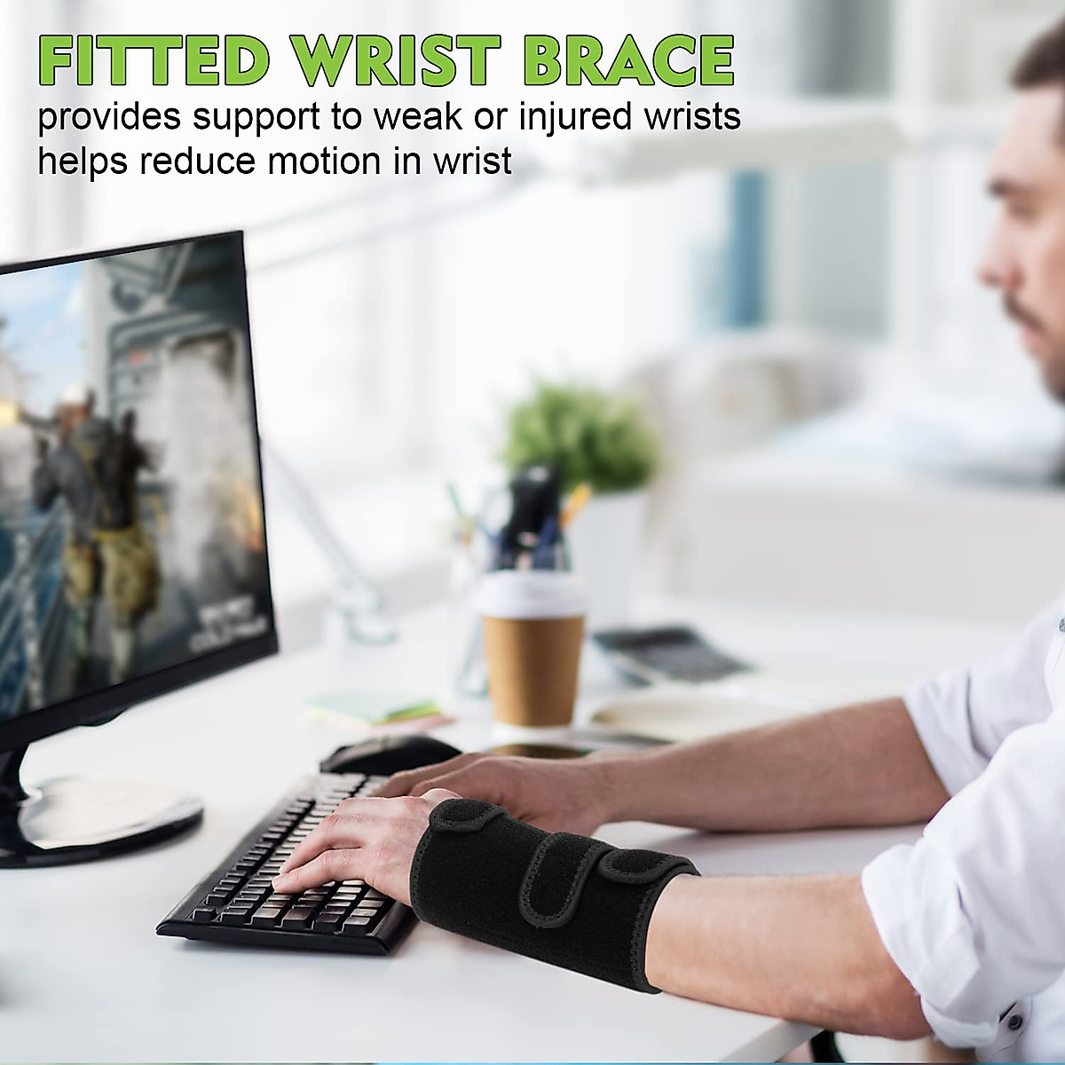 Tintol Wrist Brace for Carpal Tunnel Relief Night Moderate Support Splint for Typing Sleeping with a Metal Bar, Hand Brace Fit Right Left Hand for Tendonitis, Sprain, Arthritis, RSI (Right hand)