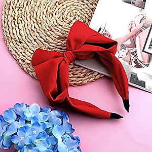 WLLHYF Bow Headbands for Women, 1 PCS Hair Bands Fashion Cute Hairband Non-Slip Headwear Beautiful Red Hair Hoop Knotted Wide Turban Headbands Valentine's Day Gifts for Women's Headbands