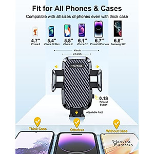 Rorhxia 2023 Upgraded Car Phone Holder Mount [Groundbreaking Protection & Rotatable Base] 3 in 1 Dashboard Vent Windshield Cell Phone Holder Car Fit for iPhone 14 13 12 Pro Max Samsung S23 All Phones