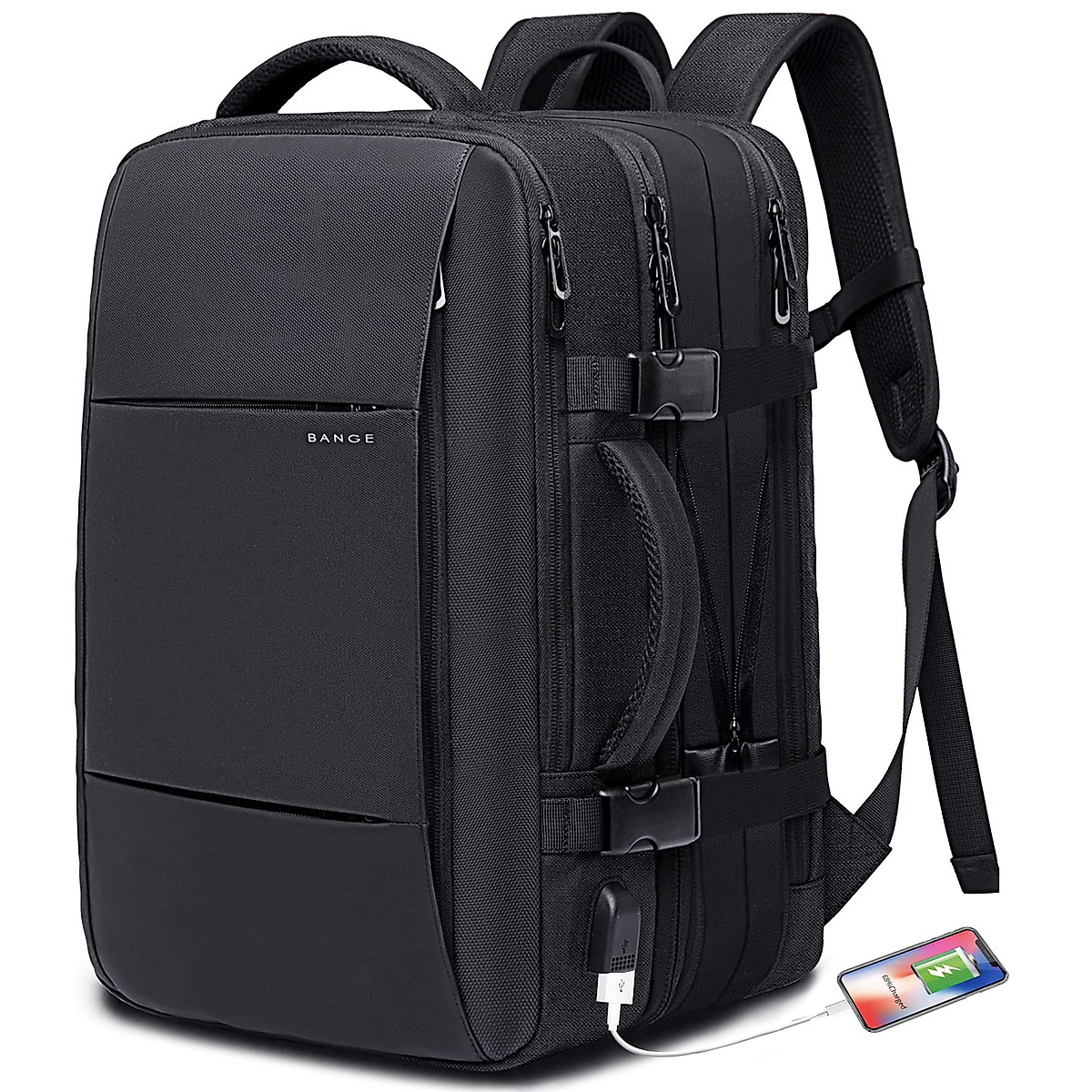 BANGE 35L Travel Backpacks,Weekender Expandable Carry-On Backpack for Airplanes, Waterproof 17.3 inch Laptop Backpack for Men and Women