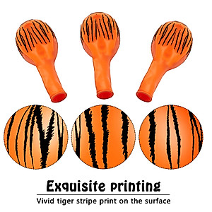 40 Pieces Tiger Balloons Tiger Print Stripes Balloons Jungle Animal Balloons Animal Theme Party Safari Balloons for Zoo Party Supplies Jungle Birthday Party Decoration