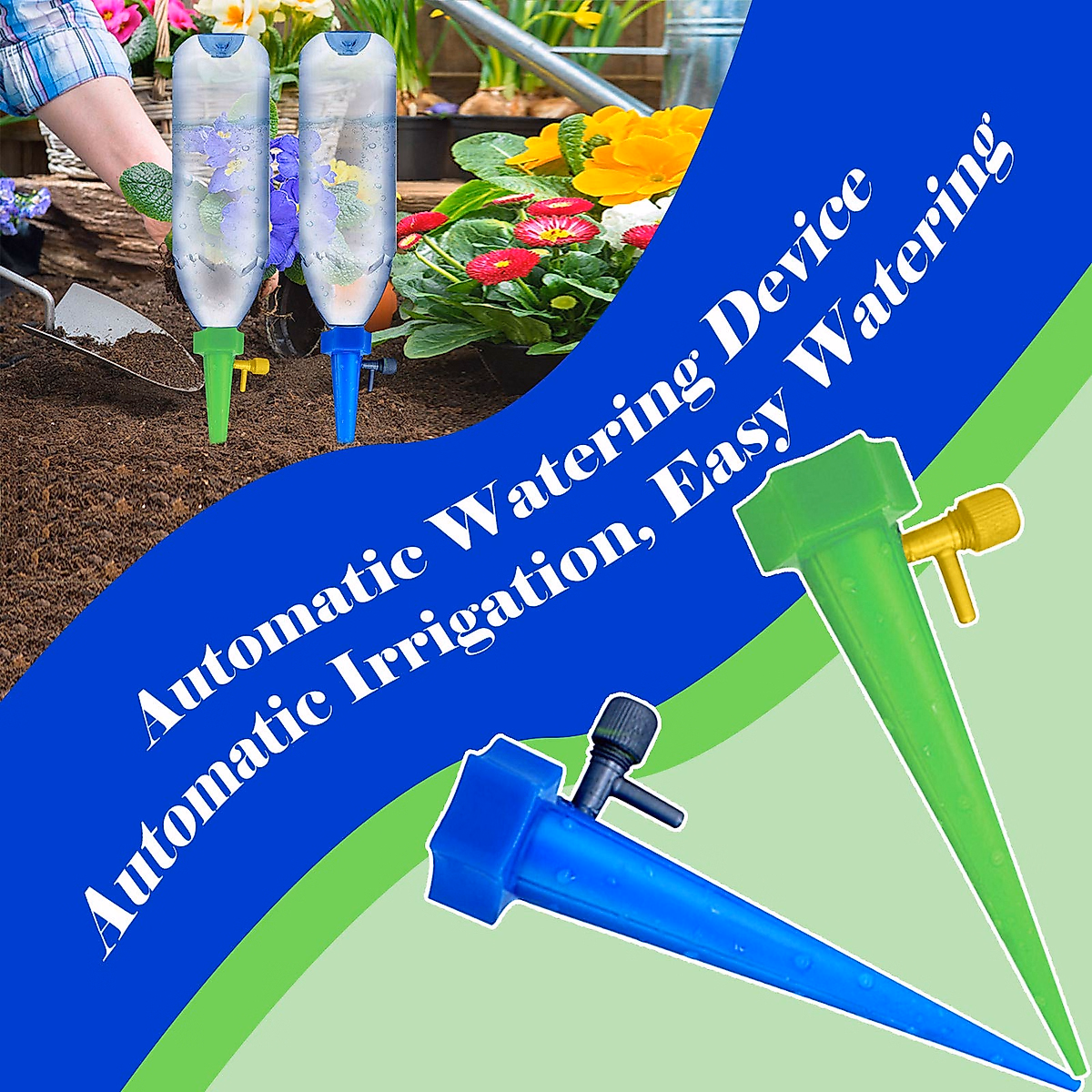 ArtnIndia 12PCS Plant Self Watering Spikes Devices Automatic Irrigation Equipment Watering with Slow Release Adjustable Control Valvethe On Off for Outdoor and Vacation Plant Watering