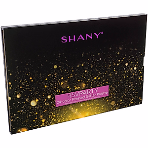 SHANY RSVParty Makeup Glitter Eyeshadow Palette - 24 Long-Lasting Pressed Glitter Pigments for Face and Body - Ultra Pigmented Glitter Makeup set with a Makeup Brush. Full Size Eyeshadow Pan.