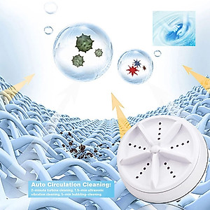 Mini Washing Machine Ultrasonic Turbine Washing Machine Portable Turbo Washer for Travel Business Trip or College Rooms