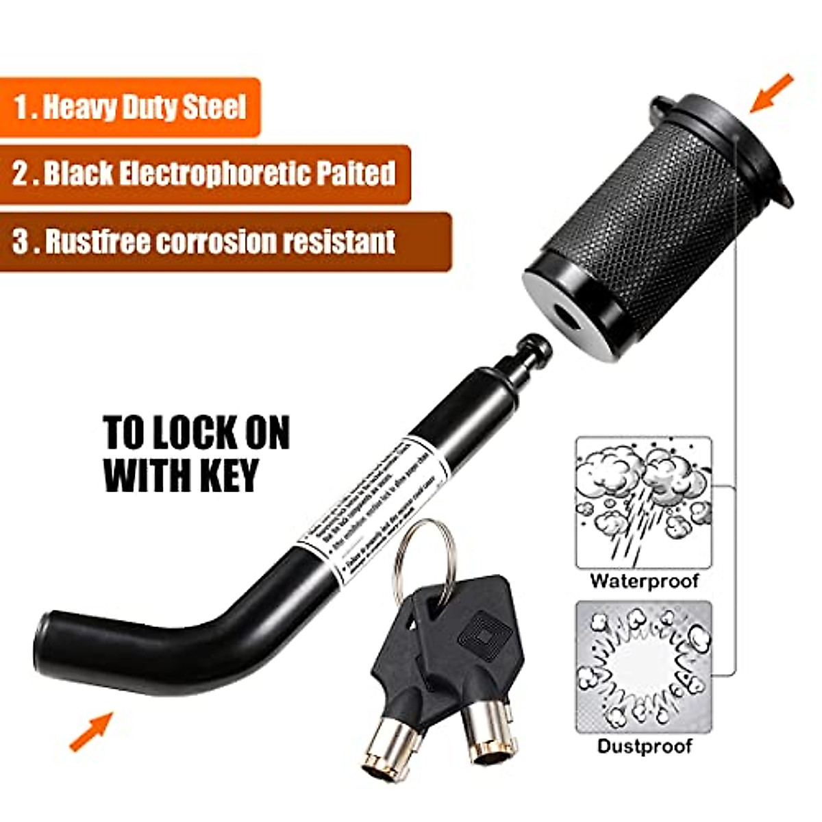 CZC AUTO Trailer Hitch Receiver Lock, Dogbone Style Hitch Pin Lock, Dia 5/8 Inch Bent Pin for Class III IV 2 2-1/2 Inch Receiver, Fits Bike Rack Tray Ball Mount for Towing Trailer Truck Car Boat RV