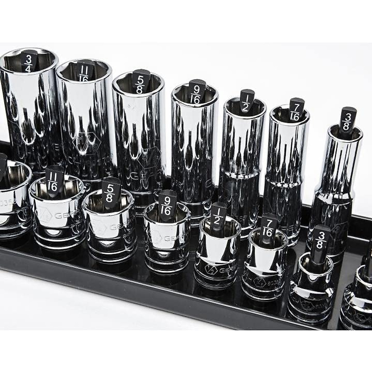 GEARWRENCH 3 Pc. 1/4", 3/8" & 1/2" Drive SAE Socket Storage Tray Set, Black - 83118