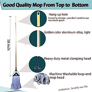 Midoneat Mop, Heavy Duty Loop End String Mop, Commercial Industrial Grade Mop for Floor Cleaning, 2 Packs