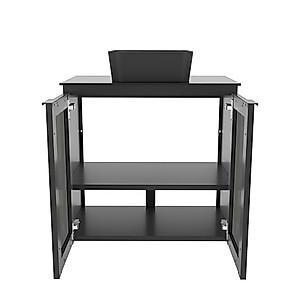 COZIMAX Umbu Combo Black Steel Bathroom Vanity Set 24" with Tempered Glass Countertop and Door, Black Square Ceramic Sink