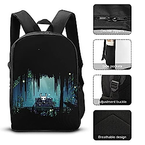 Adjzepuo Hollow Knight Unisex Anime Backpack 17 Inch Casual Laptop Daypack Cute Daily Bookbag Outdoor Bags for Travel Picnic Camping