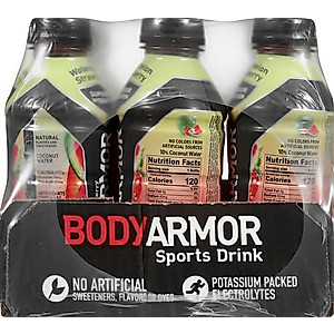 BODYARMOR Sports Drink Sports Beverage, Watermelon Strawberry, Coconut Water Hydration, Natural Flavors With Vitamins, Potassium-Packed Electrolytes, Perfect For Athletes, 16 Fl Oz (Pack of 12)