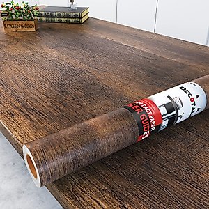 Decotalk Contact Paper Wood Grain Peel and Stick Vintage Wallpaper Self Adhesive Removable Waterproof Wallpaper for Countertops, Drawer Liner Cabinets Walls Desk 12x120inch, Brown