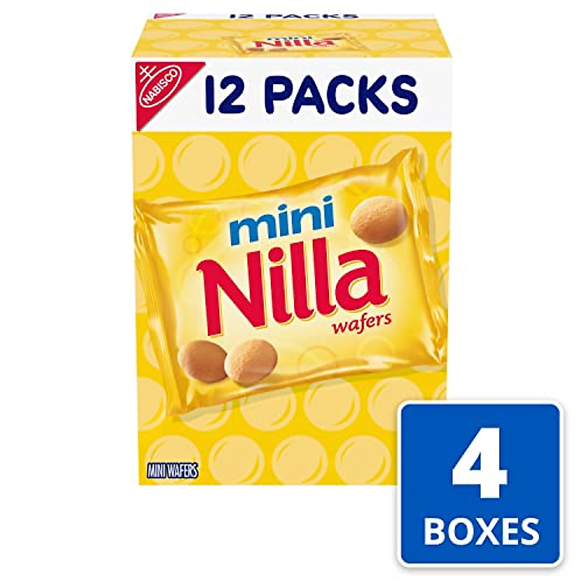 Nilla Wafers Mini Cookies, Vanilla Wafers, 48 Total Snack Packs (4 Boxes)