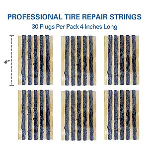 CKAuto 30pcs 4" Black Tire Repair Strings, Automotive Tool Tire Repair Plugs for Tubeless Off-Road Tires Car, Bike, ATV, UTV, Wheelbarrow, Mower