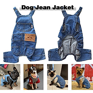 Dog Shirts Clothes Denim Overalls, Pet Jeans Onesies Apparel, Puppy Jean Jacket Sling Jumpsuit Costumes, Fashion Comfortable Blue Pants Clothing for Small Medium Dogs Cats Boy Girl (Blue, Large)
