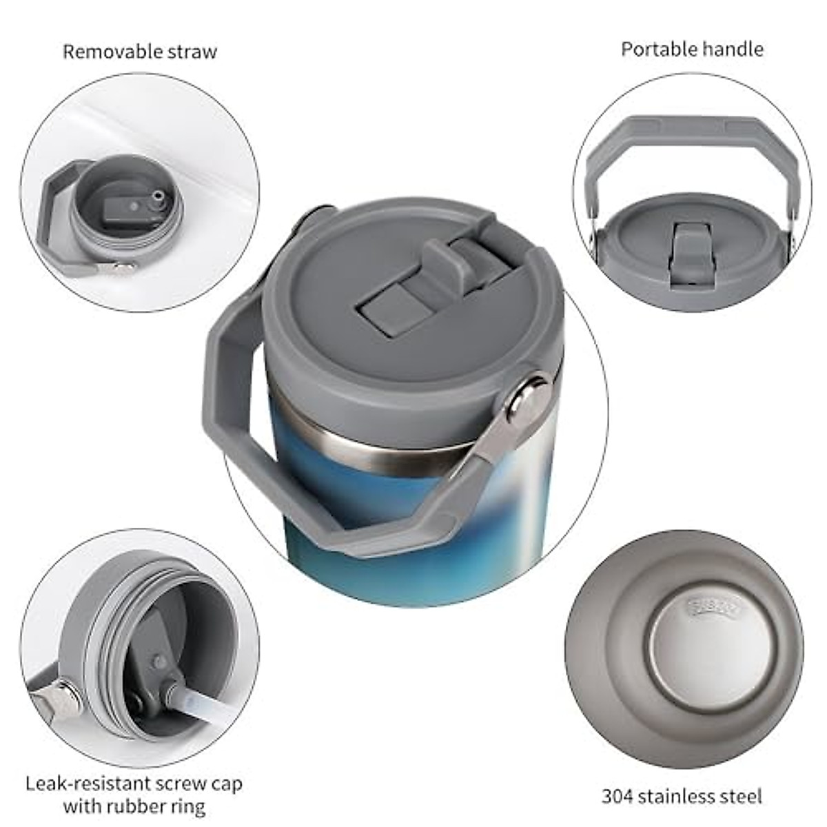 BWQJKUO Large Capacity Car Cup 30 Oz Stainless Steel Tropical Flower And Zen Stone Printed Travel Mug Leak-proof Flip Straw Tumbler with Handle,keeps Cold Or Ho