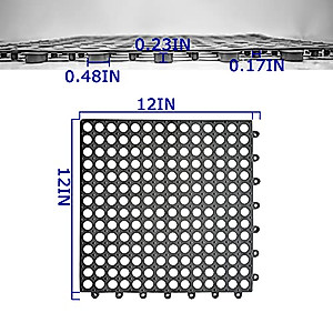 16Pack Drainage Interlocking Floor Tiles, 12”x12” Non-Slip Pool Bathtub Drain Tiles for Flooring, Soft PVC Splicing Modular Cushion Mat, Vented Floor Tiles for Locker Room Basement Stairs
