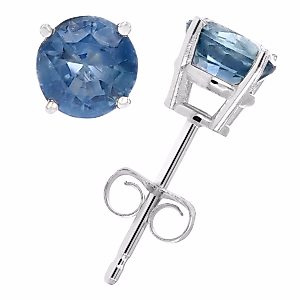 Vir Jewels 1 cttw Blue Sapphire Stud Earrings 14K White Gold Round with Push Backs September Birthstone