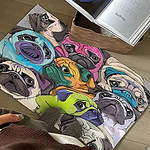 Oueoty Watercolor Pug Puppy Dog Area Rug Rugs for Living Room Bedroom 9x12ft/108x144in/275cmx365cm