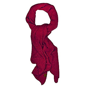 C.C Women's Boucle Knit Bias Cut Whipstitched Edged Long Scarf Wrap, Burgundy