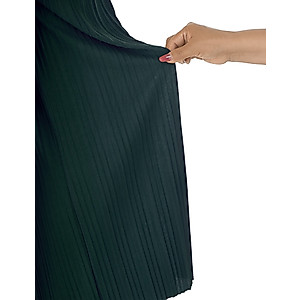 MBJ WB1794 Womens Pleated Wide Leg Pants with Elastic Waist Band-Made in USA L Green