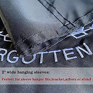 Jayus Embroidered Double Sided Pow Mia Flag Garden Yard Flag 12.5x18- Heavy Duty Nylon Black You Are Not Forgotten Prisoner of War Garden Flag- Memorial Veterans,Armed Forces,Military Garden Flag