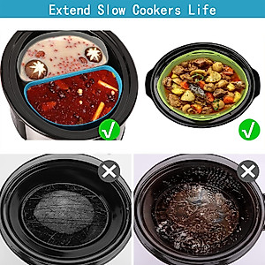 3 in 1 Kit Silicone Slow Cooker Liners, Reusable Slow Cooker Divider Insert for 6-7-8-10 QT Oval Slow Cooker, BPA Free Leak-Proof Dishwasher Safe Slow Cooking Bag Liner