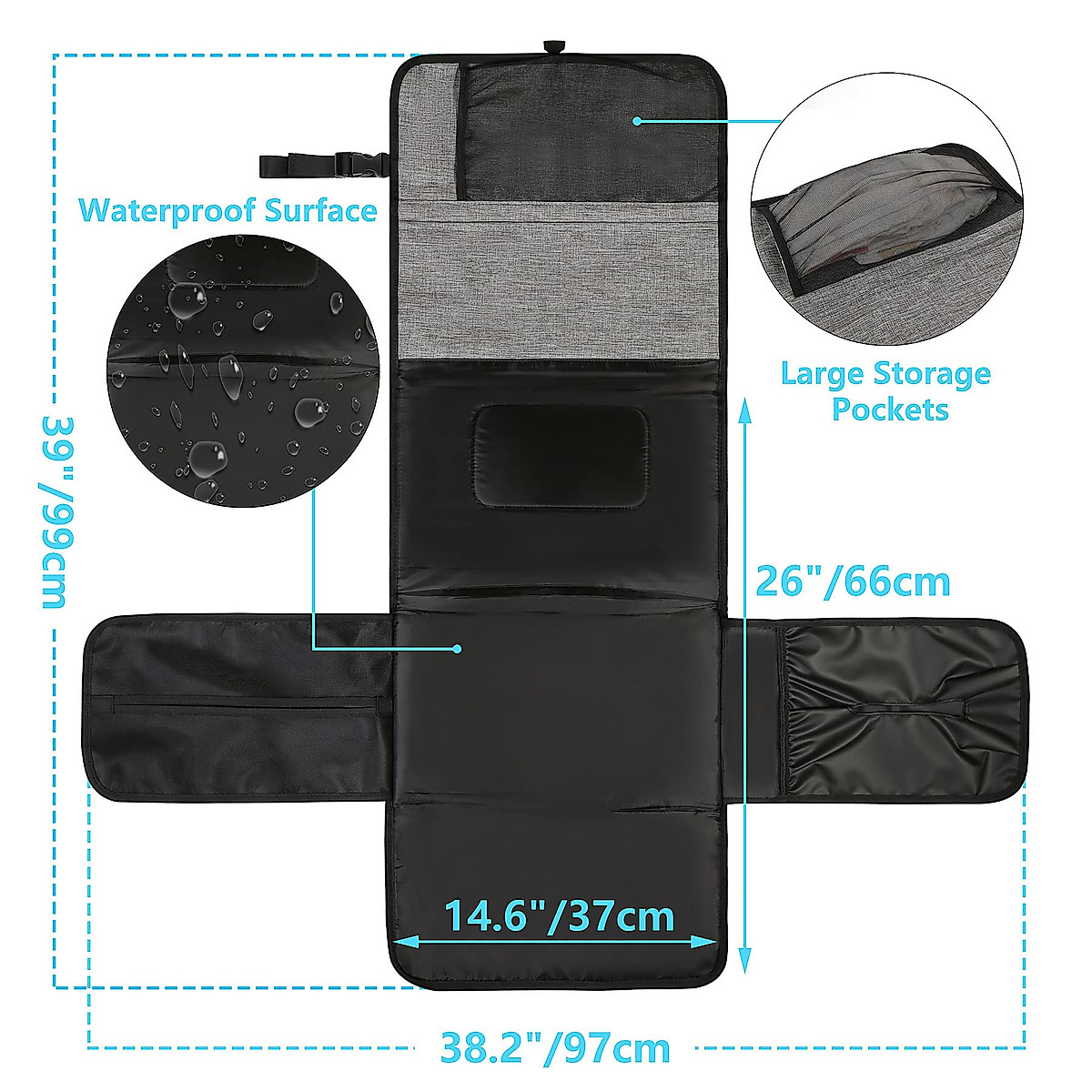 Portable Diaper Changing Pad, TOPGOOSE Large Capacity Baby Diaper Changing Mat with Waterproof & Easily Cleanable Folding Travel Mat Station Diaper Bag, Newborns Essentials, Baby Shower Gifts