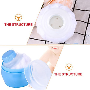 2pcs Puff with Case Empty Body Container Dispenser Case Large Puff with Sifter and Puffs for Body Home and Travel Use Blue