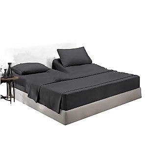 Top Split King Flex Head Sheet Set for Sleep Number Mattress Fits Deep Pocket Bed 1800 Thread Count Super Soft and Cool 4 Piece Set with Pillowcases 34-36" Split top (Gray)