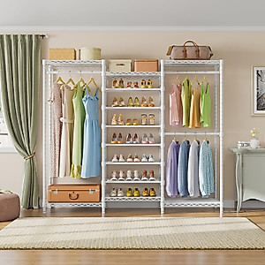 VIPEK S3 Freestanding Clothes Rack Heavy Duty Garment Rack 6-Tier Shoe Racks Closet Storage Organizer Large Wardrobe, Hanging Rod, Adjustable Metal Shelf, 68.9" L x 15.7" W x 76.4" H, White