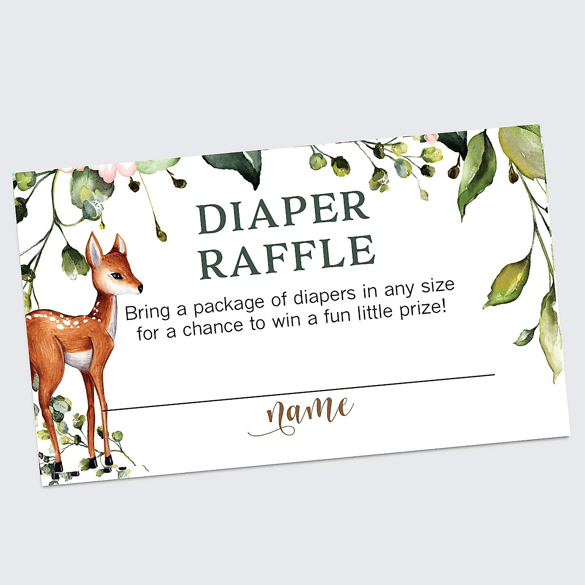 Set of 50 Oh Deer! Theme Diaper Raffle Cards, Diaper Raffle Cards for Baby Shower, Diaper Raffle Tickets for Woodland Baby Shower