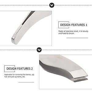 Fish Bone Tweezer Fish Bone Stainless Steel Cooking Precision Tongs Kitchen Deboning Plier Hair Removal Tool for Sea Food Chicken Angled Ham Tweezer