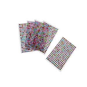 DTOWER 5 Pcs Sparkling Crystal Rhinestone Gem Adhesive Stickers 3mm, Mixed Color, 6mm 5 Pcs